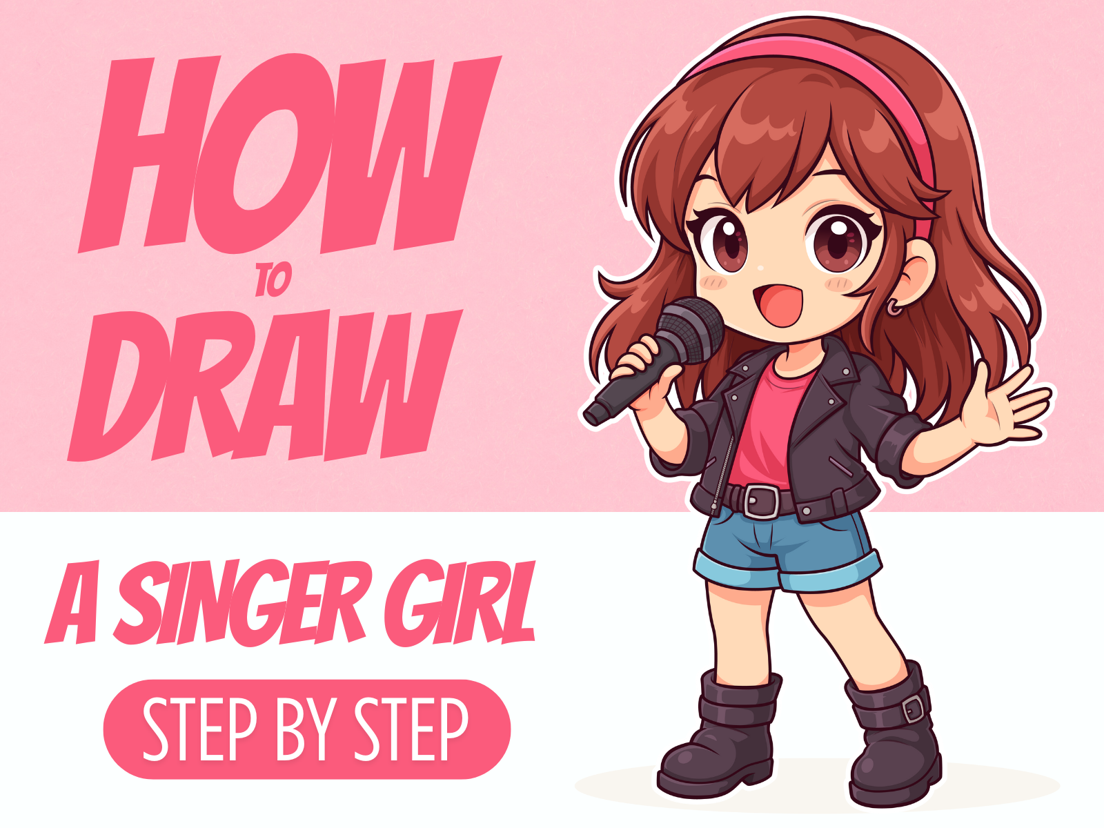 How to Draw a Cute Manga Singer Girl (Step by Step) - Beehaya Studio
